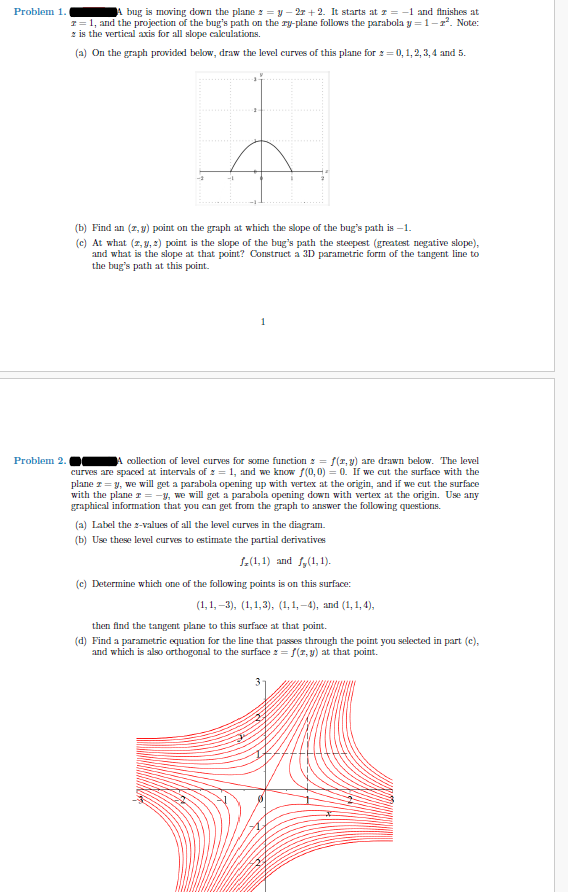 Solved Problem 1. ﻿A bug is moving down the plane z=y-2x+2. | Chegg.com