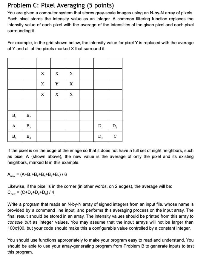 Solved Problem C: Pixel Averaging (5 points) You are given a | Chegg.com