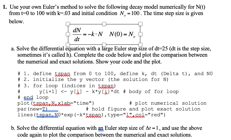Solved Use your own Euler's method to solve the following | Chegg.com