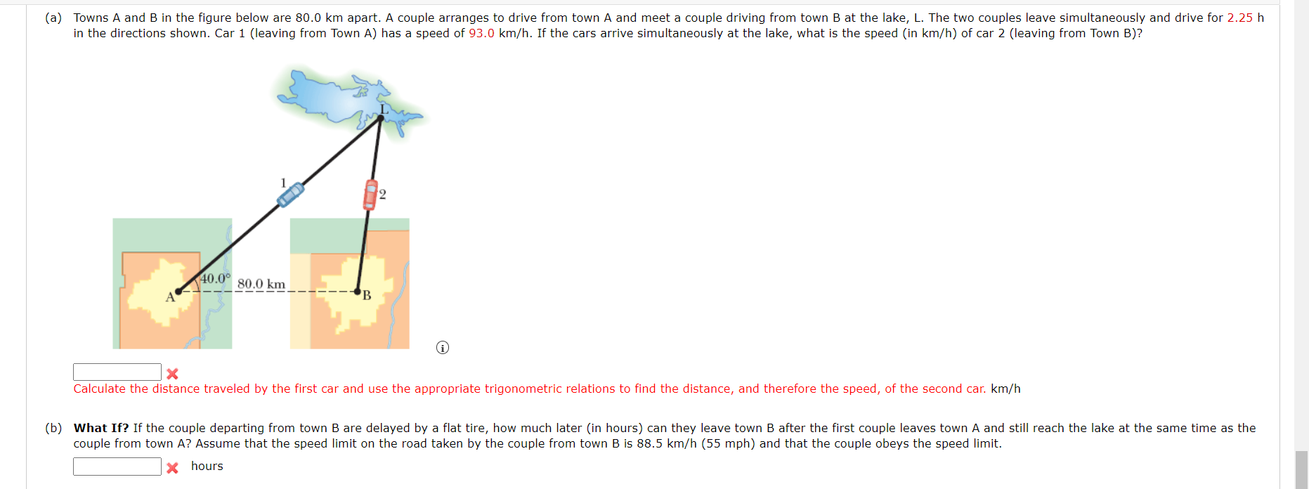 Solved Calculate the distance traveled by the first car and | Chegg.com