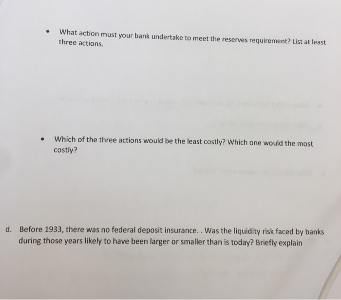 Solved What action must your bank undertake to meet the | Chegg.com