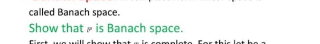 Solved called Banach space. Show that pp is Banach space. | Chegg.com