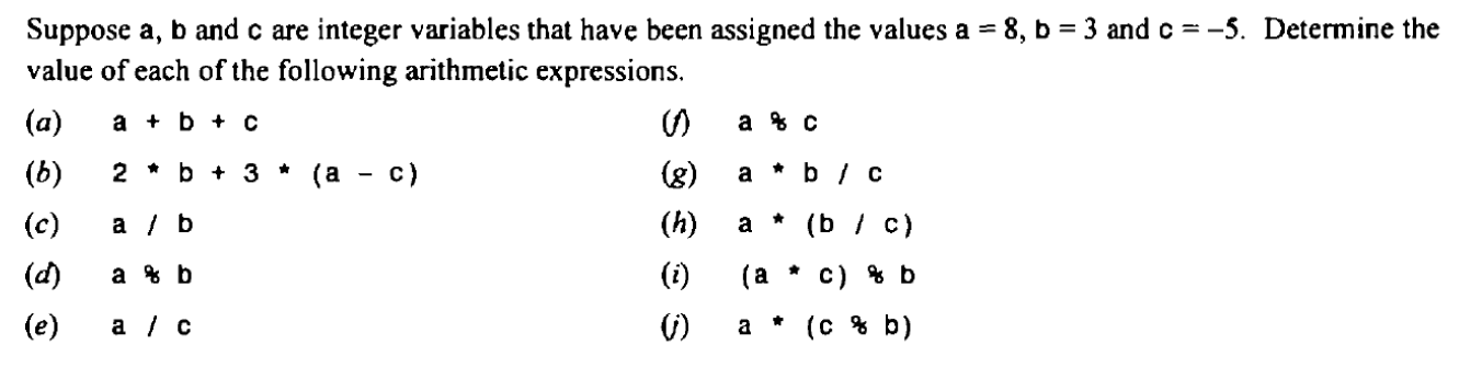 Solved Suppose a, b and c are integer variables that have | Chegg.com