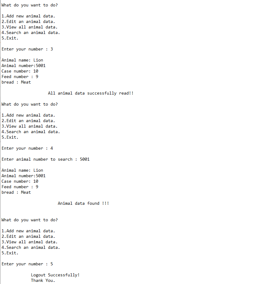 Solved Write a java program on Zoo Management System. Create | Chegg.com