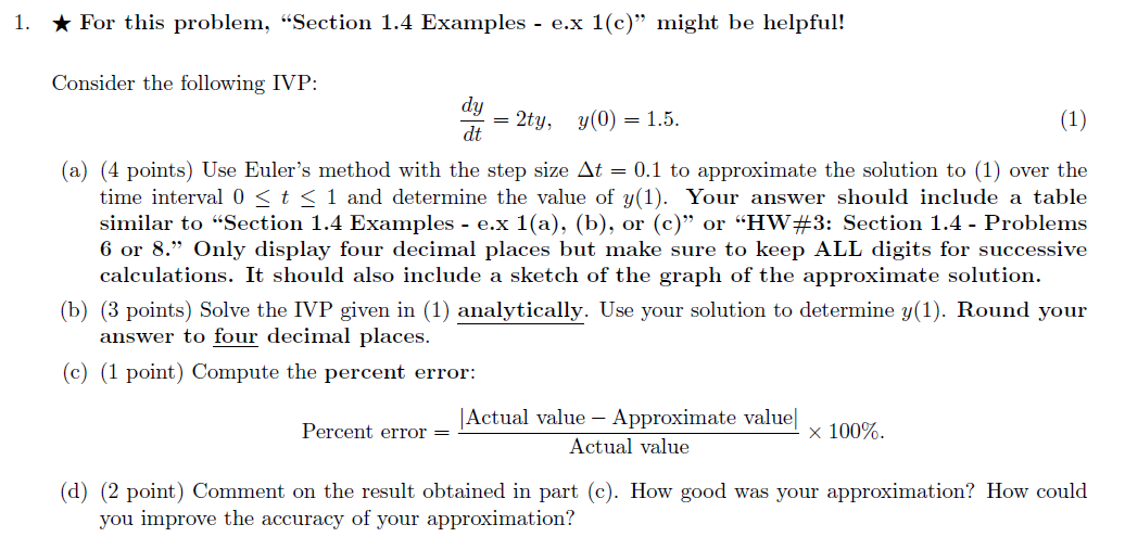 Solved 1. * For this problem, "Section 1.4 Examples - e.x | Chegg.com
