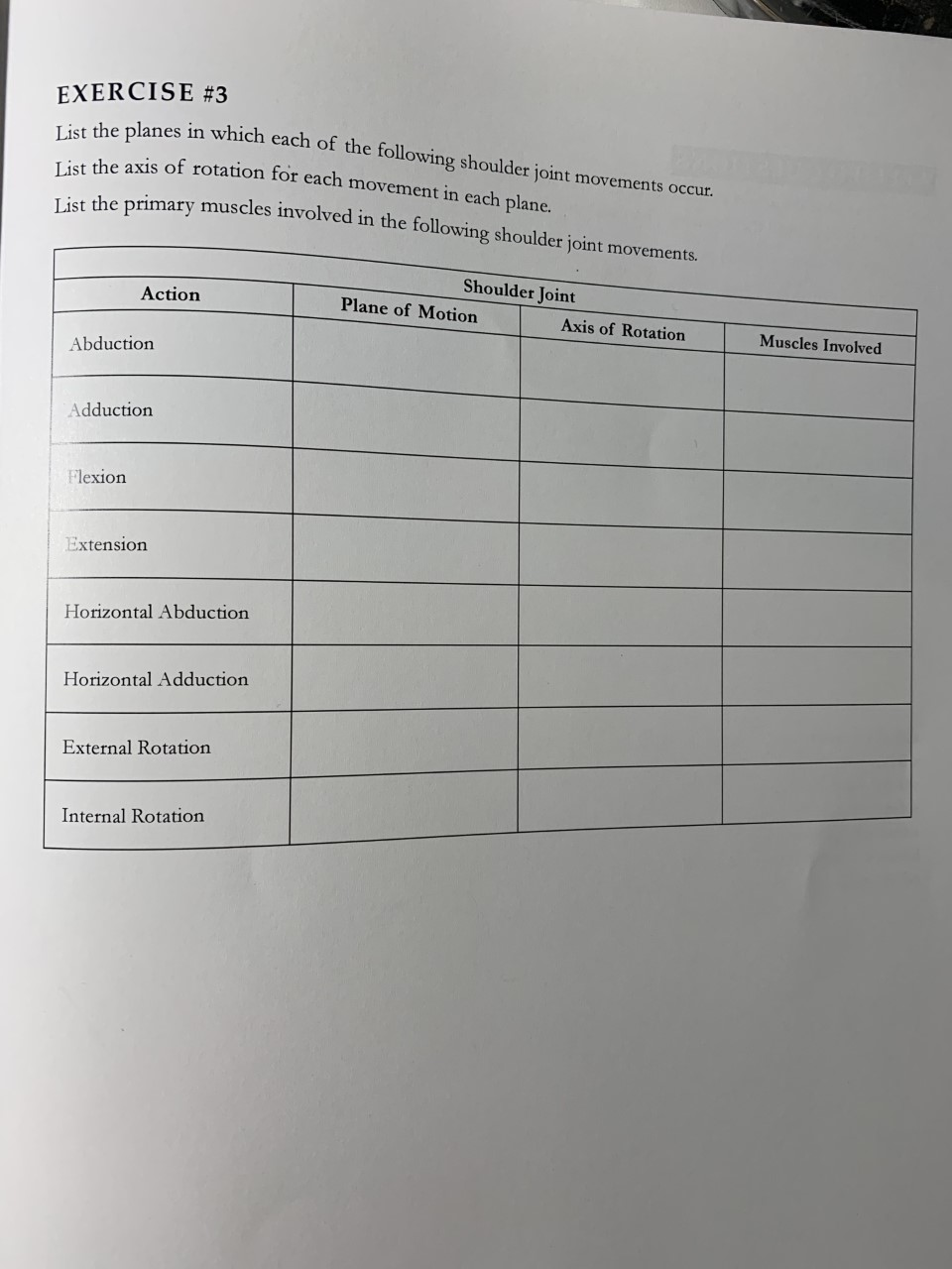 Solved THE SHOULDER GIRDLE EXERCISE #1: a. Draw and label on | Chegg.com