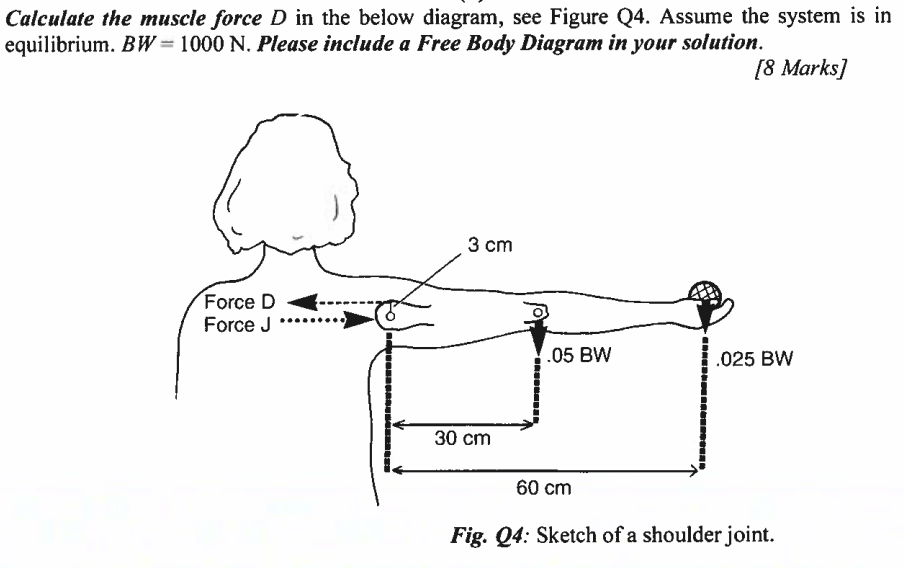 Solved Calculate the muscle force D in the below diagram, | Chegg.com
