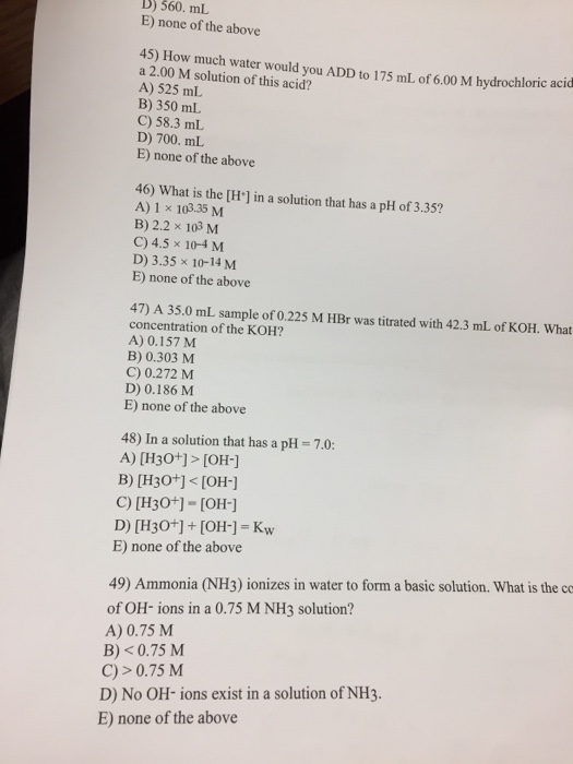 Solved How much water would you ADD to 175 mL of 6.00 M | Chegg.com