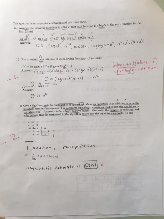 Solved 1. This question is on asymptotic notation and has | Chegg.com