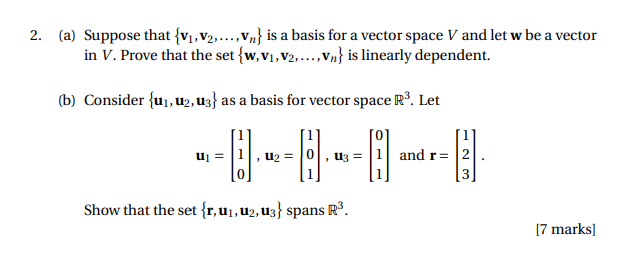 Solved (a) ﻿Suppose that {v1,v2,dots,vn} is ﻿a basis for a | Chegg.com