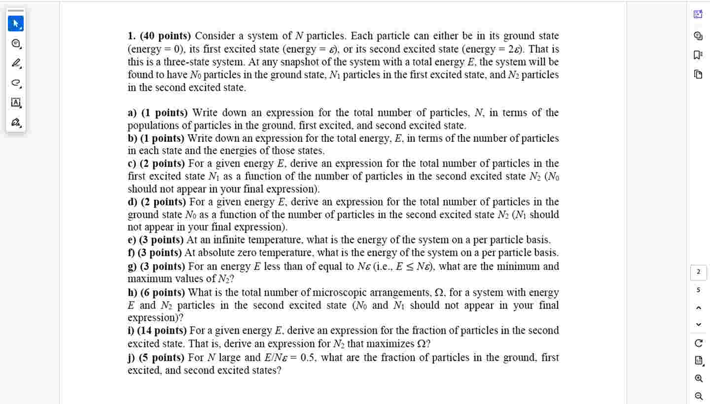 Solved 1. (40 ﻿points) ﻿Consider a system of \( ﻿N \) | Chegg.com