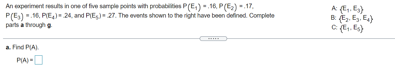 Solved An experiment results in one of five sample points | Chegg.com
