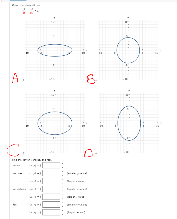 Solved Can I get some help with these Trig ellipses | Chegg.com
