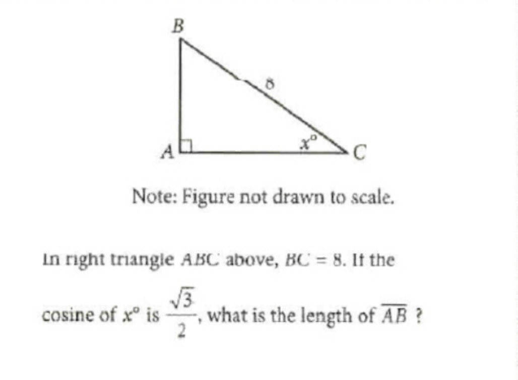 Solved Note: Figure not drawn to scale. In right trangle ABC | Chegg.com