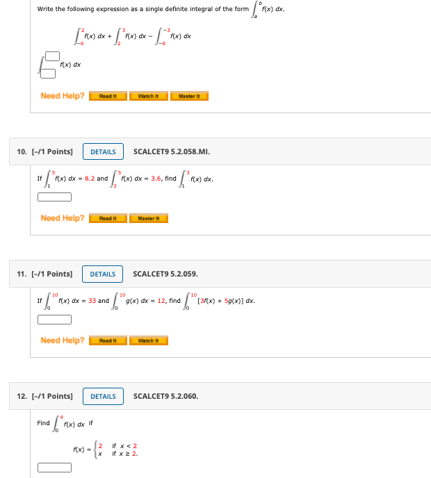 Solved Write the following expression as a single definite | Chegg.com