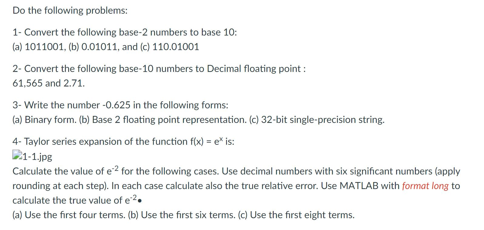Solved Do the following problems: 1- Convert the following | Chegg.com