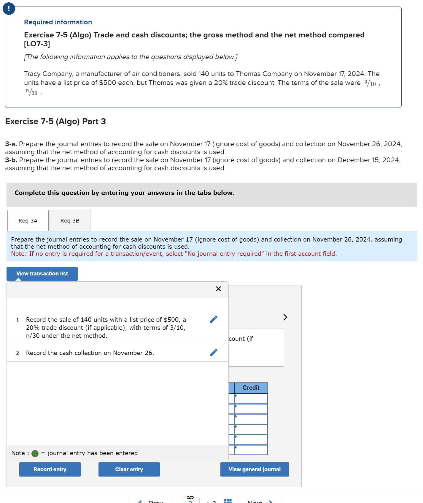 Solved Required information Exercise 7-5 (Algo) Trade and | Chegg.com