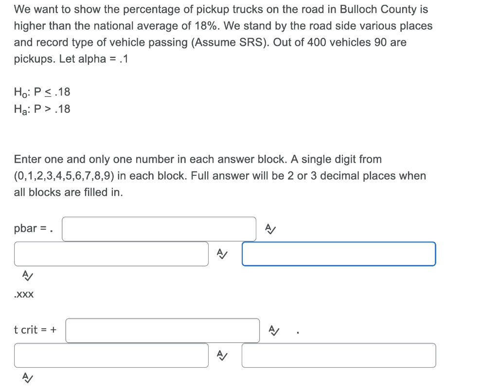 Solved We want to show the percentage of pickup trucks on | Chegg.com
