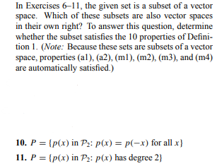Solved In Exercises 6-11, the given set is a subset of a | Chegg.com