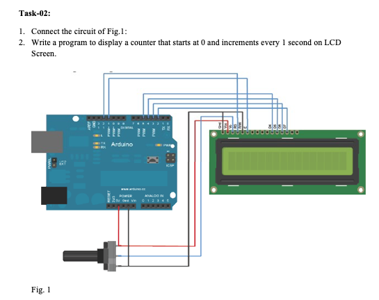 Solved Task-02: 1. Connect the circuit of Fig.1: 2. Write a | Chegg.com
