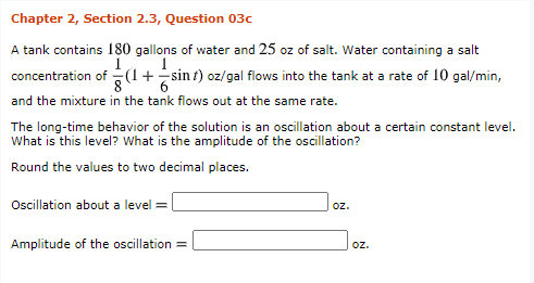 Solved Chapter 2, Section 2.3, Question 03c A tank contains | Chegg.com