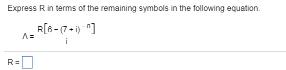 Solved Express R in terms of the remaining symbols in the | Chegg.com