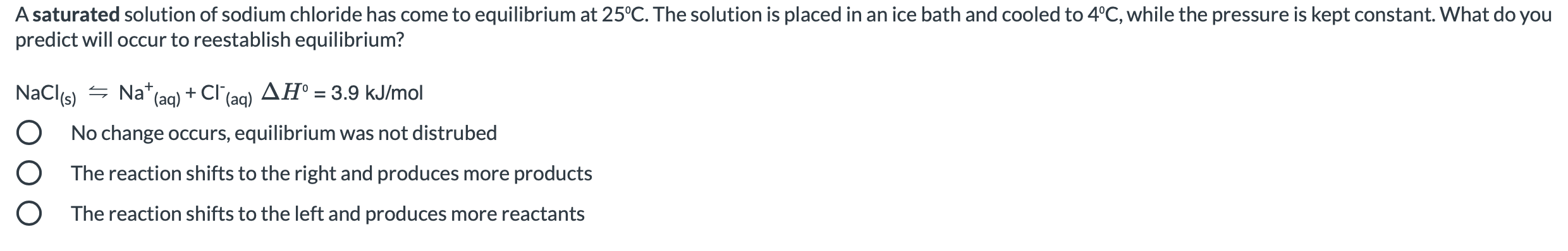 Solved A saturated solution of sodium chloride has come to | Chegg.com