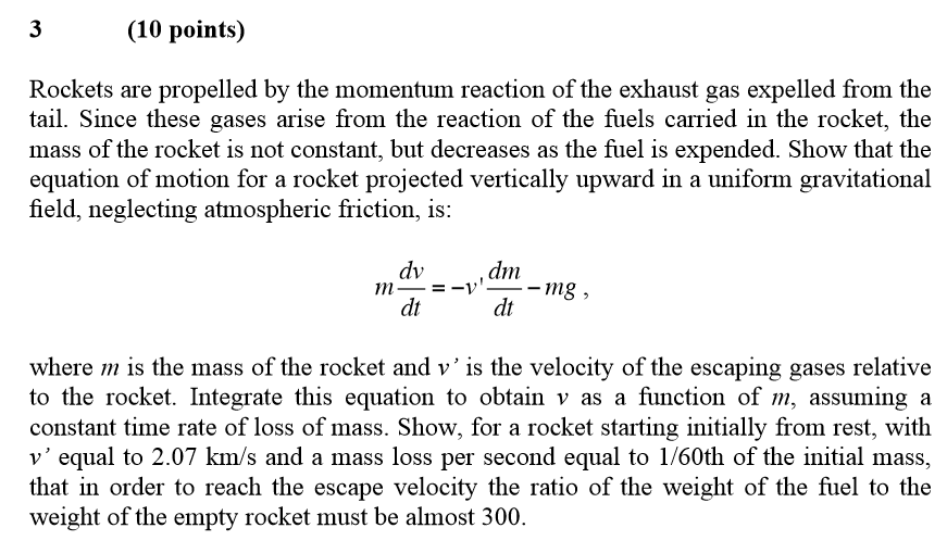 Solved Rockets are propelled by the momentum reaction of the | Chegg.com