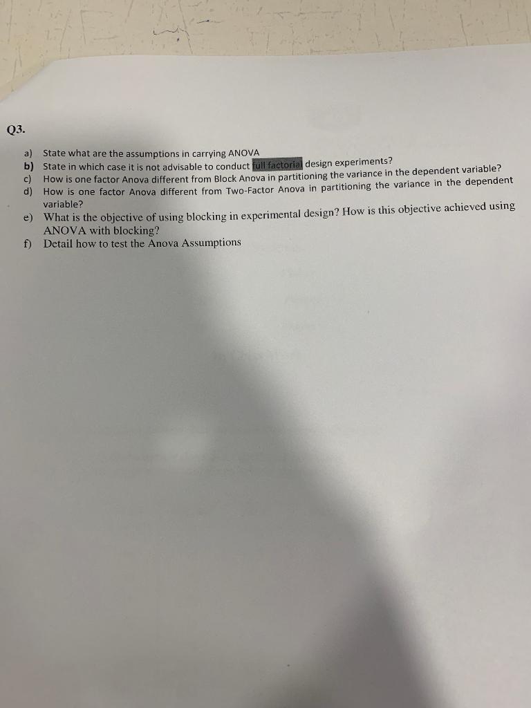 Solved Q3. a) State what are the assumptions in carrying | Chegg.com