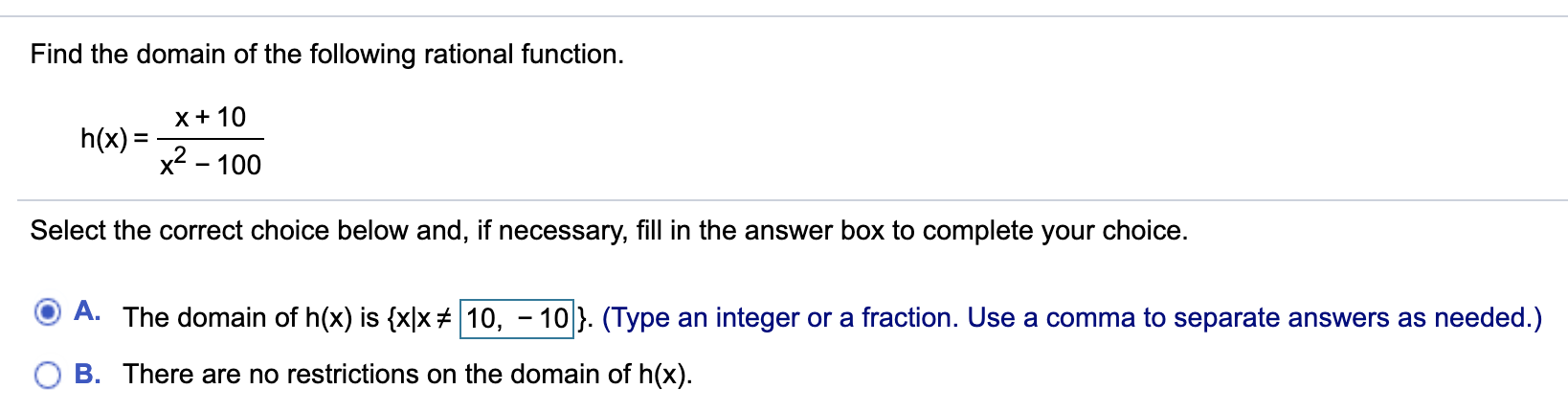 Solved Find the domain of the following rational function. X | Chegg.com