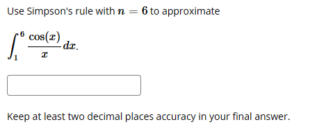 Solved Use Simpson's rule with n=6 to approximate | Chegg.com