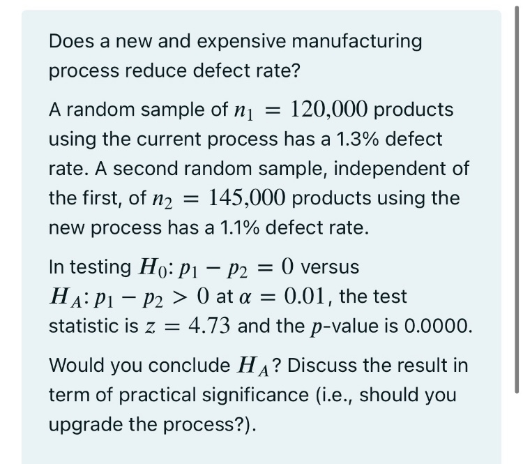 Solved Does a new and expensive manufacturing process reduce | Chegg.com