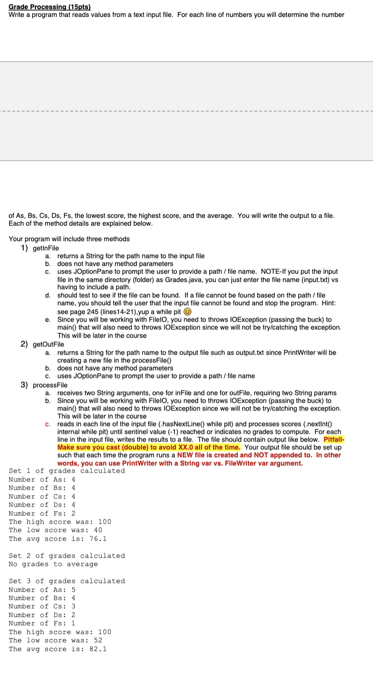 Solved java programming. input.txt is any file with | Chegg.com