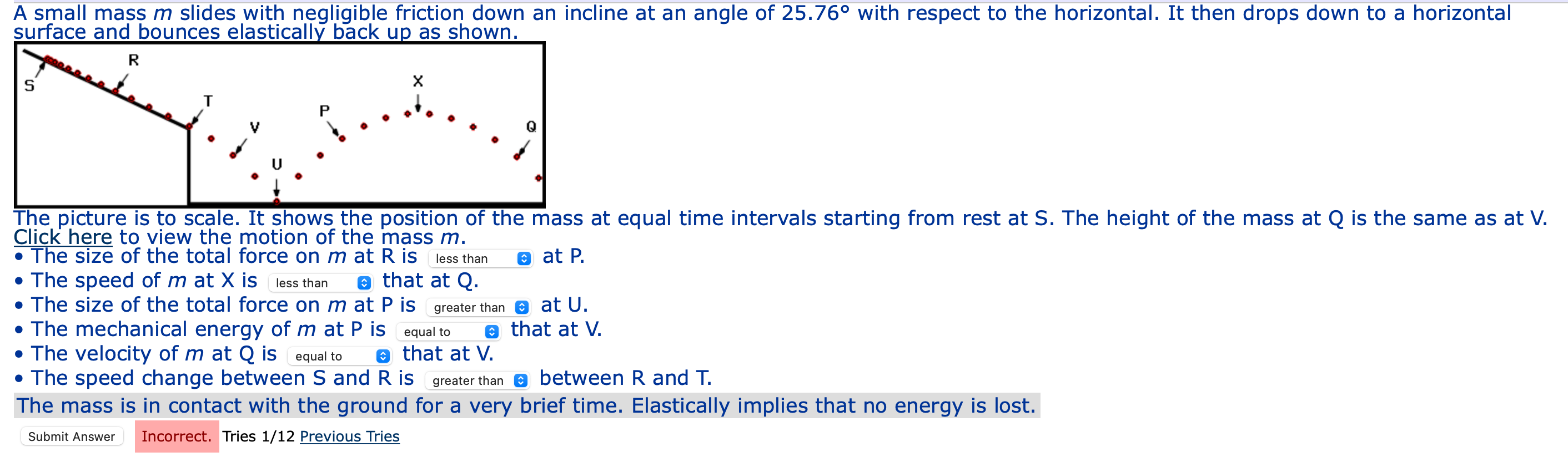 Solved A small mass m slides with negligible friction down | Chegg.com