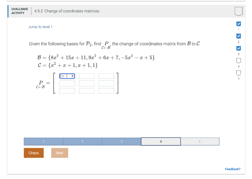 Solved CHALLENGE ACTIVITY 4.9.2: Change of coordinates | Chegg.com
