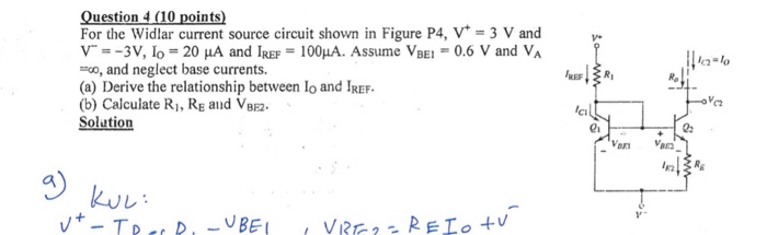 Solved For the Widlar current source circuit shown in Figure | Chegg.com