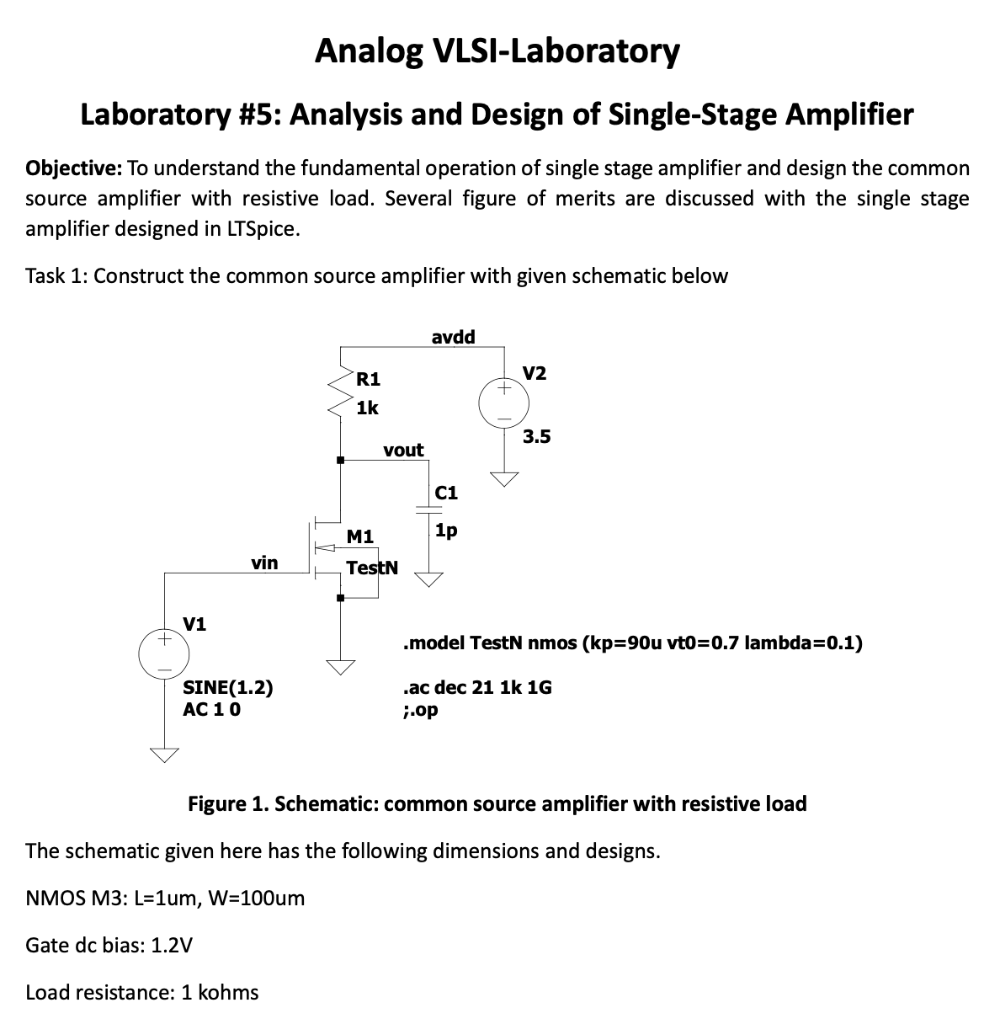 Solved Laboratory \#5: Analysis and Design of Single-Stage | Chegg.com