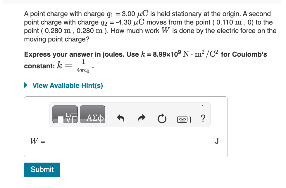 Solved A point charge with charge q1=3.00μC is held | Chegg.com