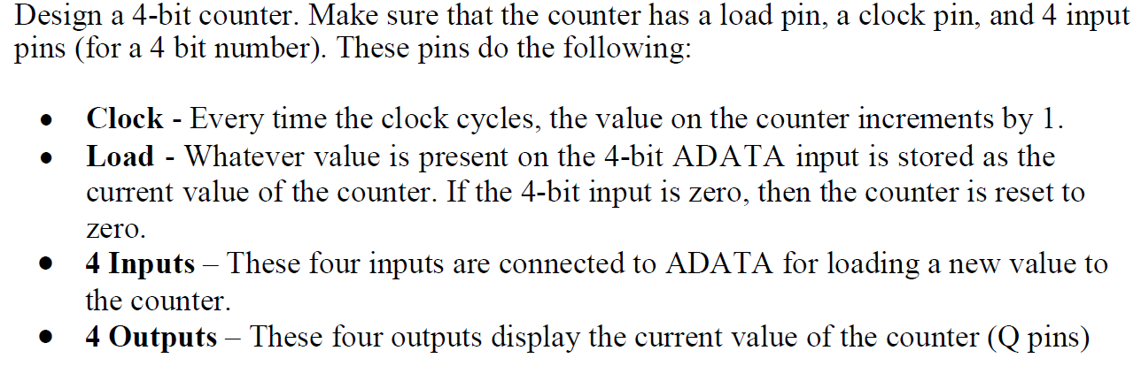 Solved Design a 4-bit counter. Make sure that the counter | Chegg.com