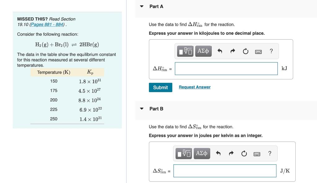 Solved v Part A MISSED THIS? Read Section 19.10 (Pages 881 - | Chegg.com