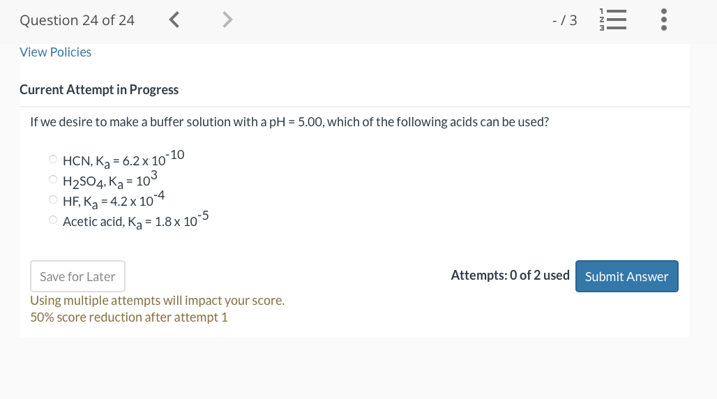 Solved If we desire to make a buffer solution with a | Chegg.com