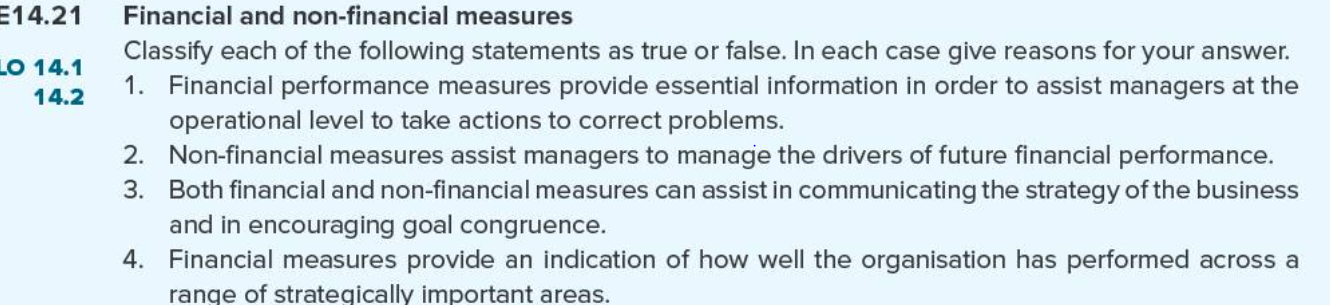 Solved 1 Financial and non-financial measures Classify each | Chegg.com