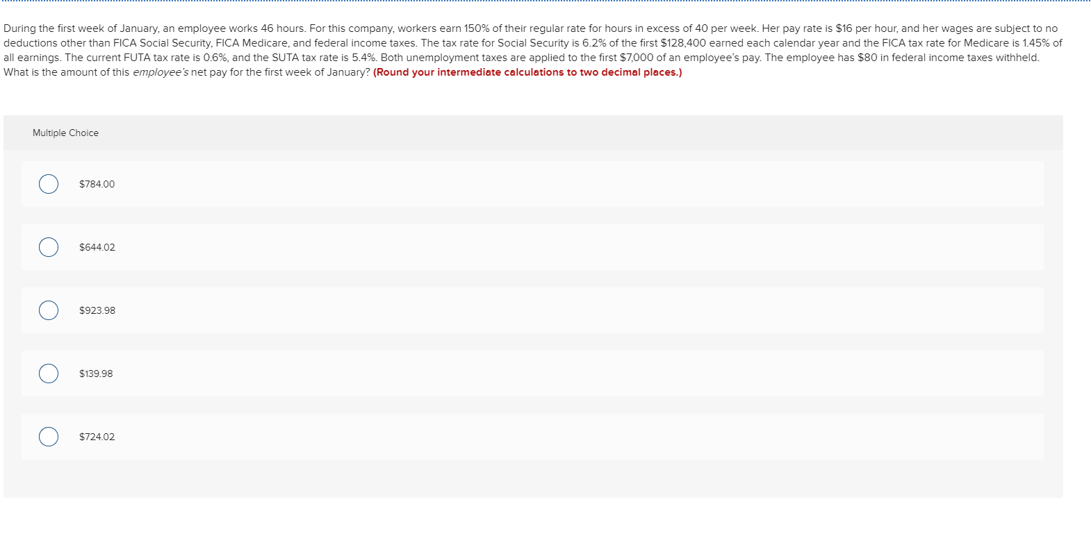 Solved During the first week of January, an employee works | Chegg.com
