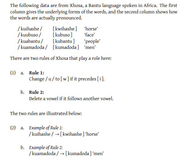 The following data are from Xhosa, a Bantu language | Chegg.com