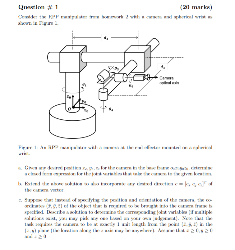 Question #1 (20 marks) Consider the RPP manipulator | Chegg.com