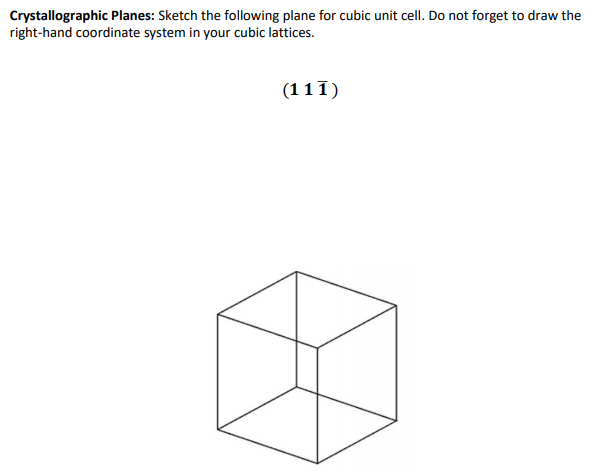 Solved Crystallographic Planes: Sketch the following plane | Chegg.com