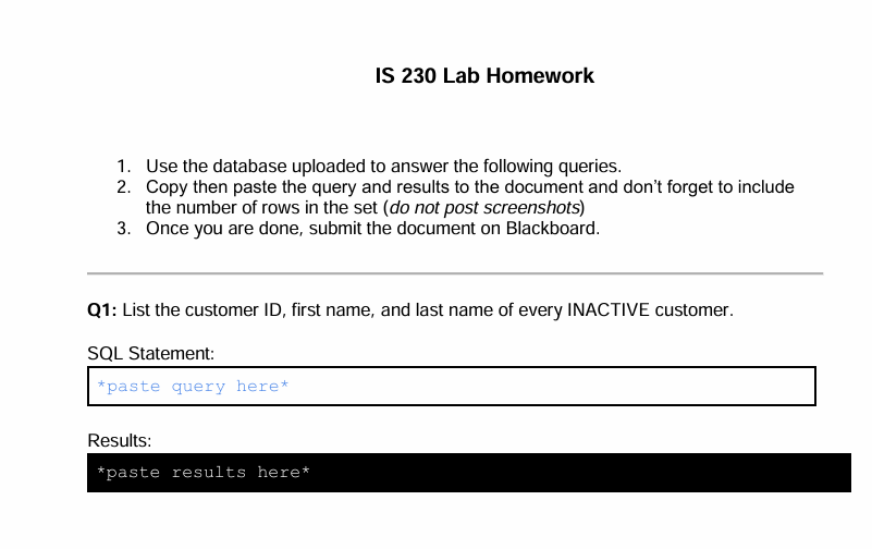 Solved i have questions and i have to write sql code and | Chegg.com