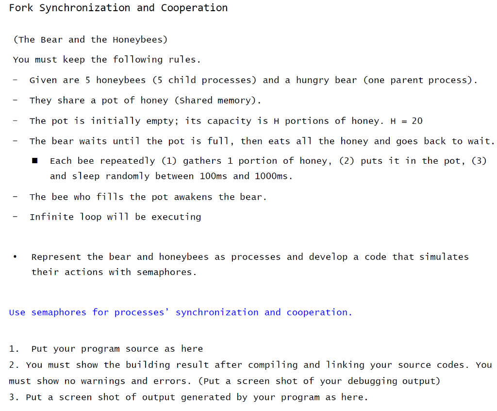 Solve this problem for Fork Synchronization and | Chegg.com