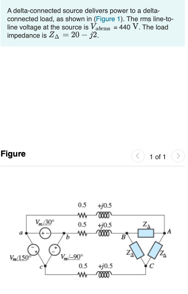 Solved A delta-connected source delivers power to a delta- | Chegg.com