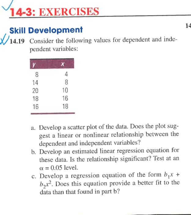 Solved Skill Development 14.19 Consider the following values | Chegg.com
